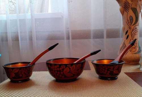 Чашки деревянные хохлома