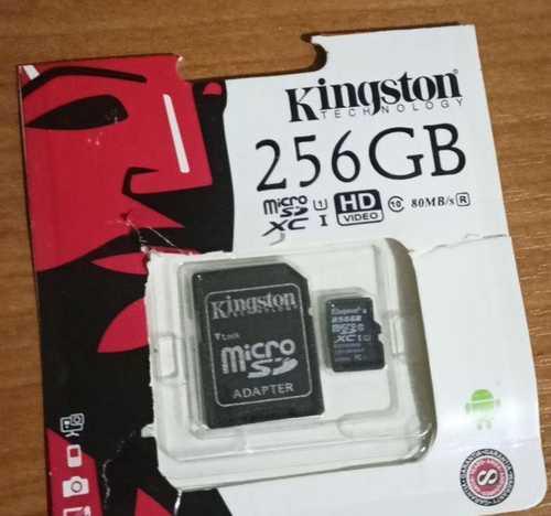 Карта памяти microsd Kingston 256гб