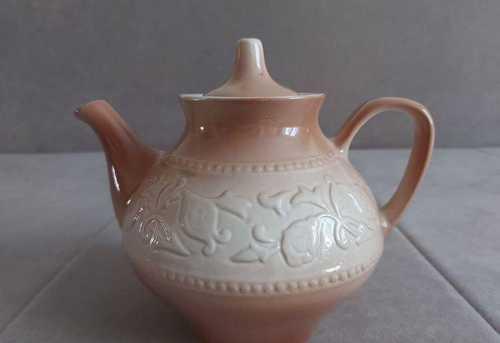 Большой заварочный чайник. Обливная керамика. СССР