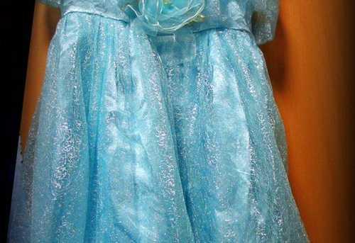Нарядное платье для девочки 110 116 голубое