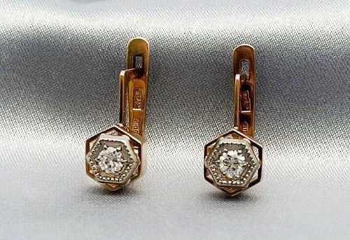 Золотые серьги с бриллиантами 585 СССР