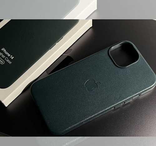 Leather case iPhone 14 Forest Green копия