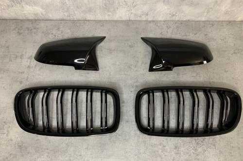 BMW F30 Ноздри и накладки зеркал чёрный глянец
