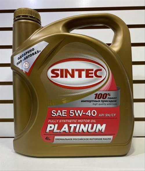 Sintec sae 5w 40. Масло моторное Sintec Platinum SAE 5w-40 API SN/CF 1л.