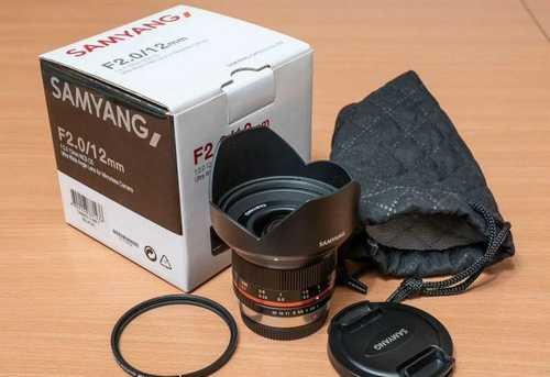 Объектив samyang 12mm F2.0 NCS CS Micro 4/3