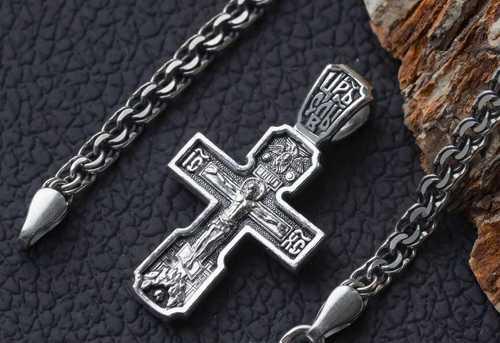 Крестик серебряный мужской нательный православный