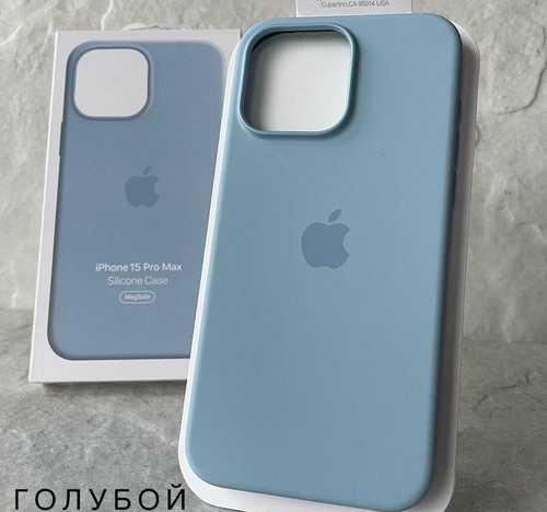 Чехол Silicon Case голубой iPhone 15 Pro Max