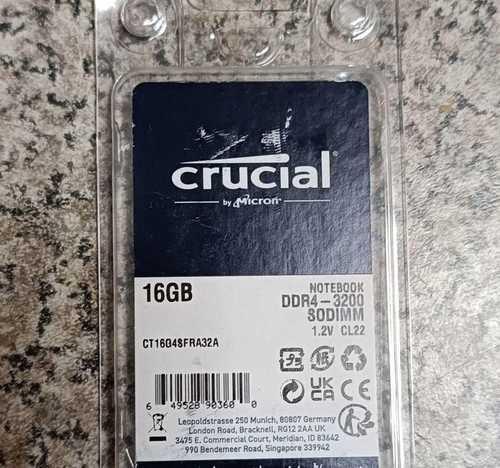 Оперативная память sodimm DDR4 16GB Crucial 4