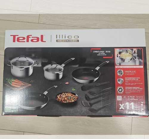 Новый набор посуды Tefal Illico 11 предметов G744S