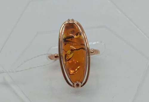 Золотое кольцо с янтарем 585