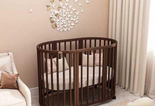 Детская кровать для новорожденных / деревянная