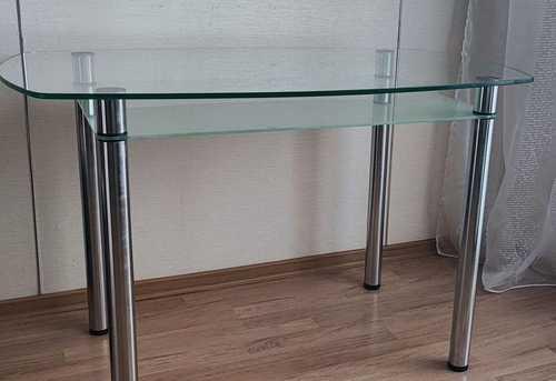 Стеклянный стол прозрачный/хром для кухни (115х66)