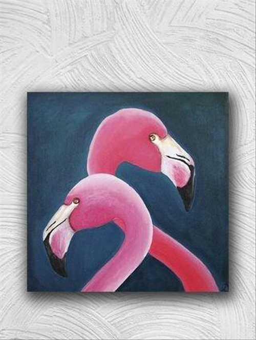 Картина акрилом фламинго