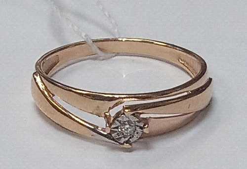 Золотое кольцо с бриллиантом (16770)