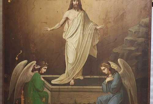 Икона Воскресение Христово 19 век храмовая