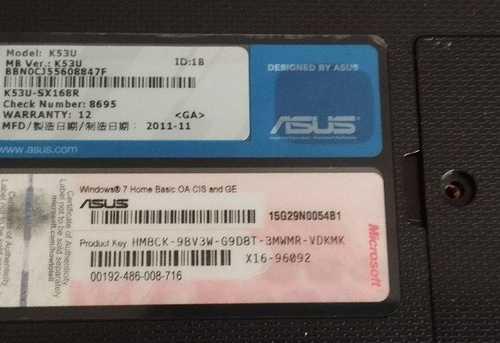 15.6" ASUS K53U, 320 ГБ, E-450, RAM 2 ГБ, Radeon HD 6320M