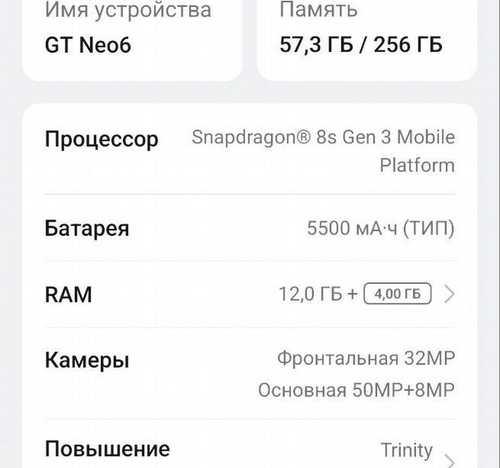 realme GT Neo6, 12/256 ГБ