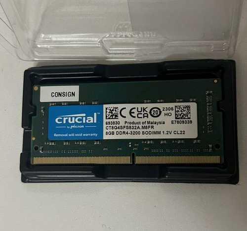 Оперативная память ddr4 8gb crucial 3200 sodimm