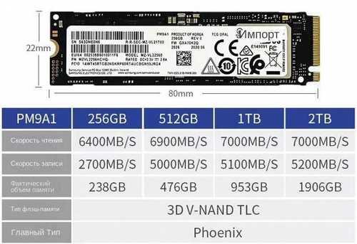 SSD samsung 980 PRO 1024 GB (1TB) (PM9A1)