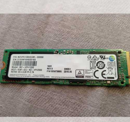 Твердотельный накопитель Samsung SSD M.2 128Gb