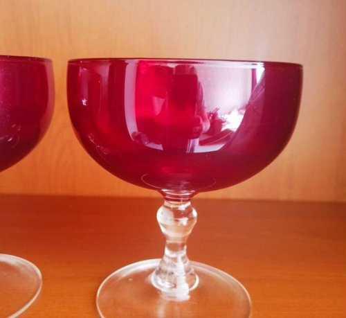 Винтажные креманки рубиновое стекло Италия