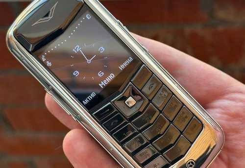 Vertu Constellation Polished Stainless Steel Black Leather