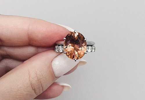 Кольцо с Турмалином 7,3 ct с брилиантами 3,25