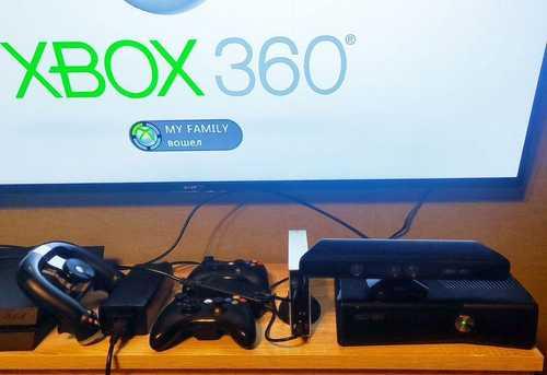 Приставка Xbox360+cinect,3 джой.диск 750 GB