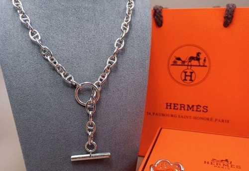 Колье и кольцо Hermes медицинская сталь