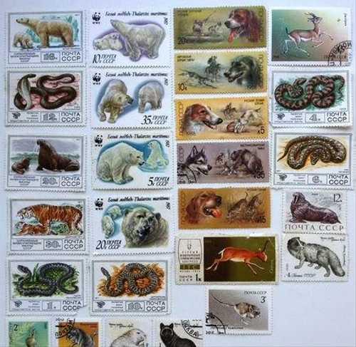 Почтовые марки СССР Животные 26 шт