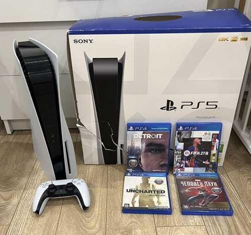 Sony playstation 5 ps5 с дисководом с играми