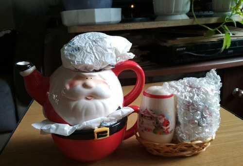Чайник+чашка Санта-Клаус и набор для специй нов
