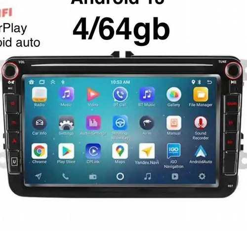 Магнитола android Volkswagen Skoda 4/64gb CarPlay