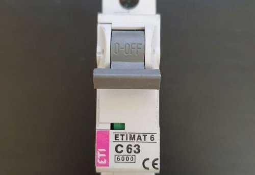 Автоматический выключатель Etimat6 C63 1p 6kA 63A
