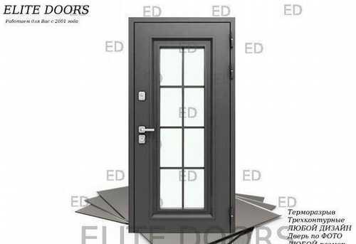 Входная металлическая дверь с большим окном ED-115