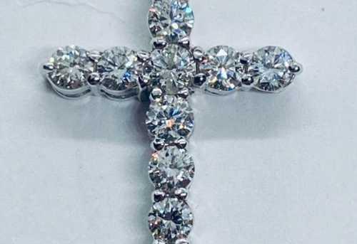 Новый крестик с бриллиант. 0,91ct в стиле Tiffany