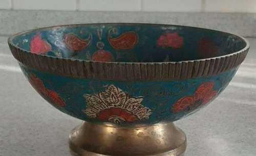 Ваза, Конфетница латунь с эмалью, Индия, СССР