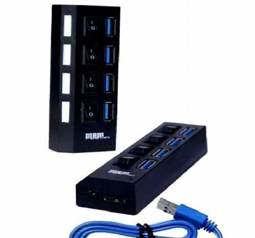 USB хаб 3.0 разветвитель USB hub на 4 порта скорос