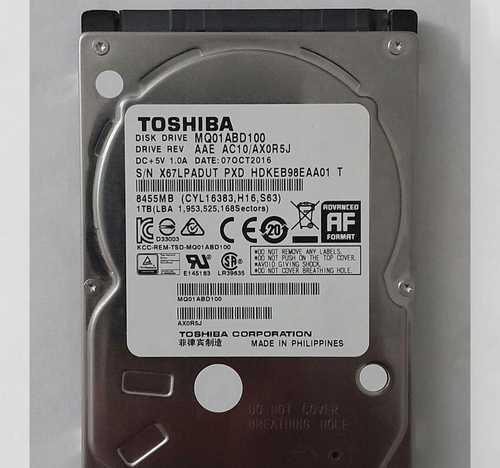 Жесткий диск Toshiba 1тб