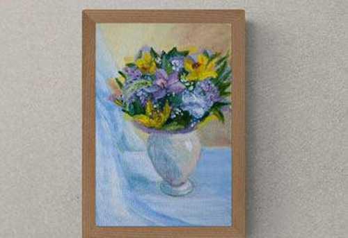 Картина Букет с лилиями маслом 20х30см