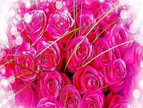 Алмазная мозаика "Розовые розы" 40х50