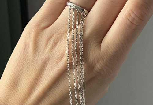 Стильное кольцо с цепями серебряное