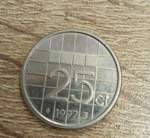Монета 25 центов 1997 Нидерланды (Беатрис)