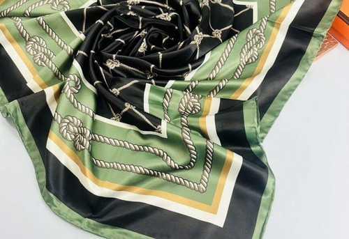 Шелковый платок hermes зеленый