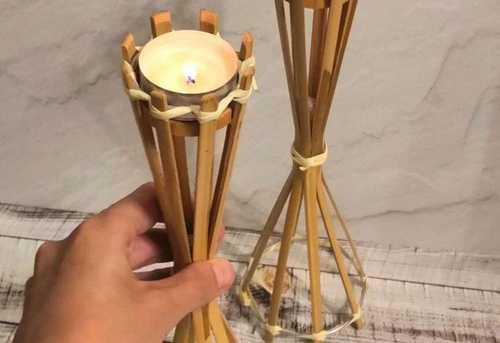 Подсвечники из бамбука