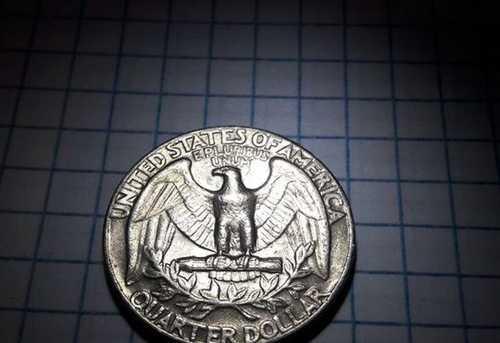 Монета Liberty Quarter Dollar 1973 г перевертыш