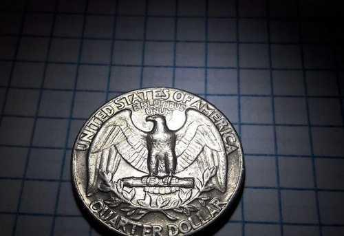 Монета Liberty Quarter Dollar 1973 г перевертыш