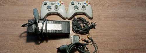 Xbox 360 2 джостика + блок питания с кабелями