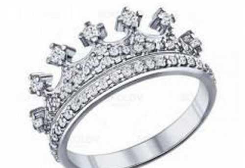 Серебряное кольцо корона с фианитами