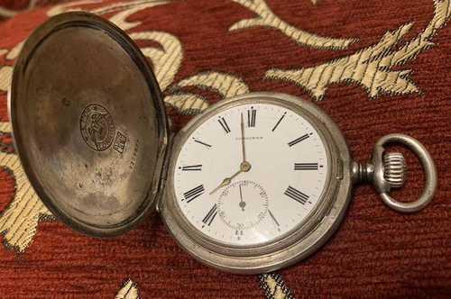 Серебряные карманные часы longines